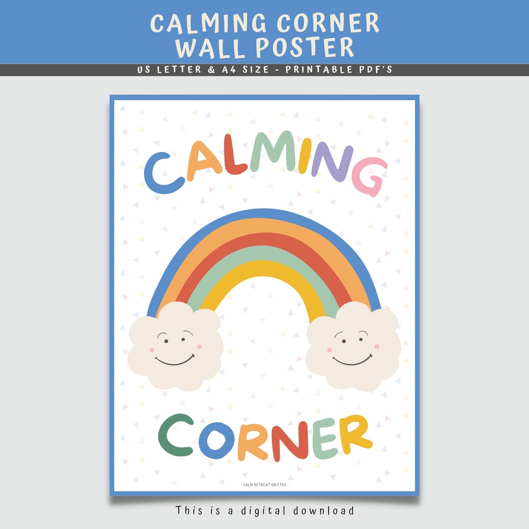 Calming Corner Poster, Mental Health Classroom Decor, Social Worker ...