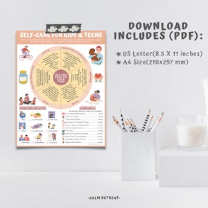 Self-care for Kids and Teens Printable Handout, Coping Skills, Mental ...