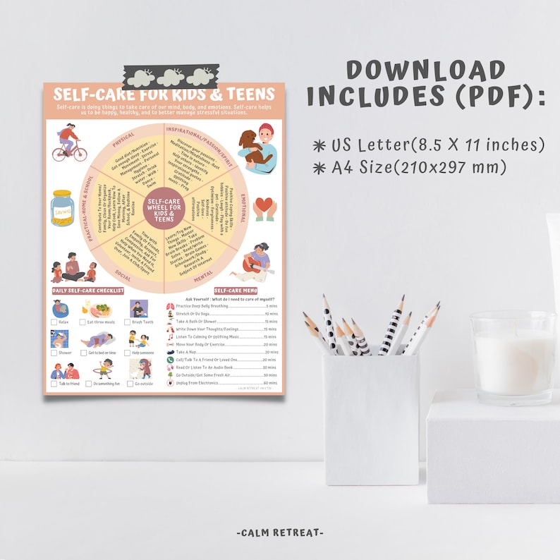Self-care for Kids & Teens Handout: Coping Skills, Mental Health (PDF ...
