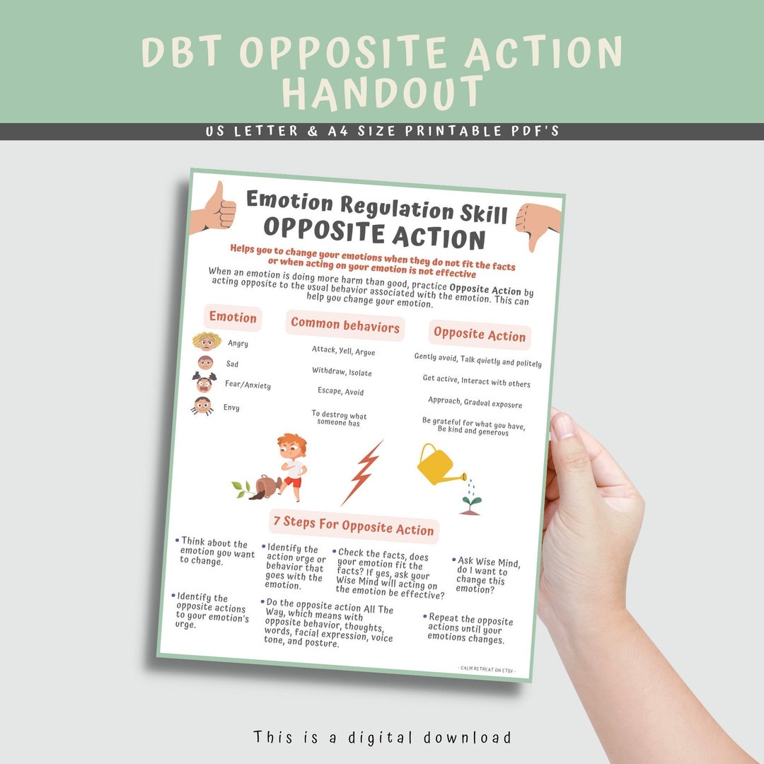 DBT Opposite Action Handout, Emotion Regulation Skills PDF, Dialectical ...