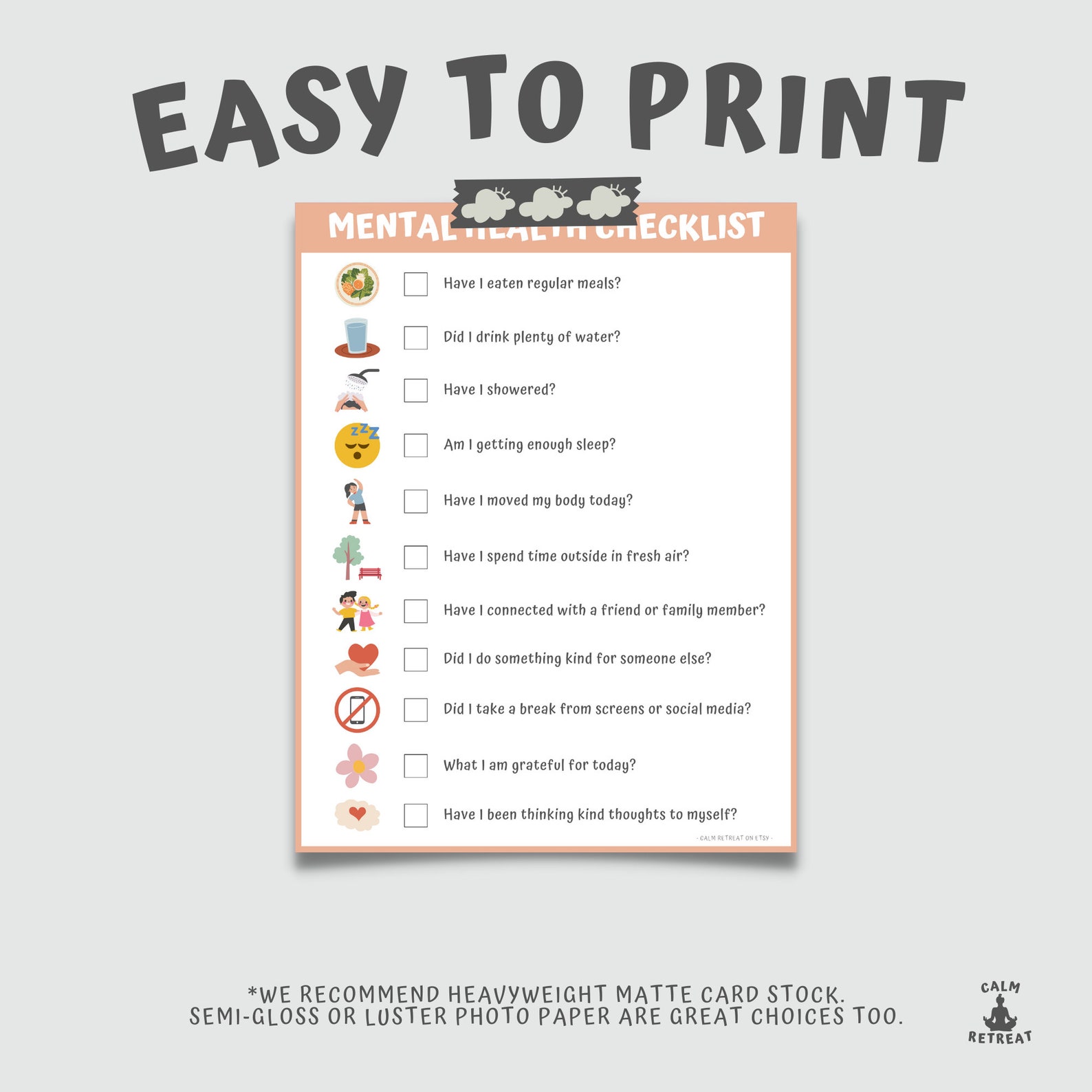 Mental Health Checklist for Kids and Teens, Therapy Worksheet, Child ...