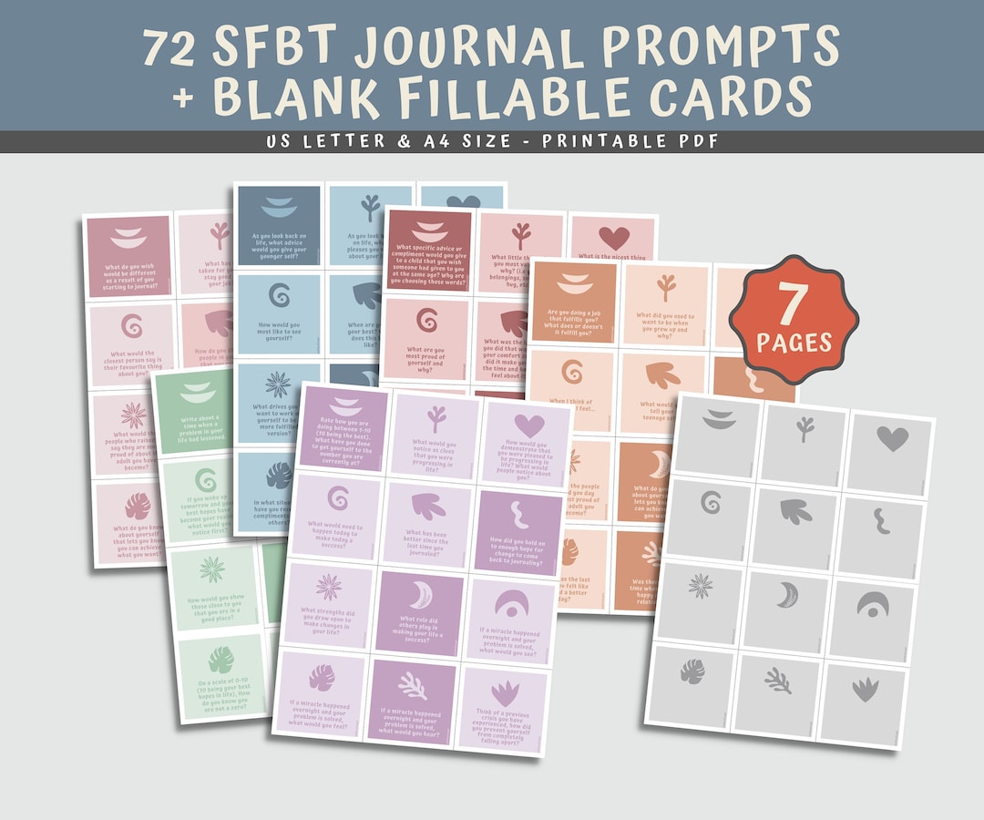 Solution Focused Therapy Journal Prompts, SFBT Worksheets, Miracle ...