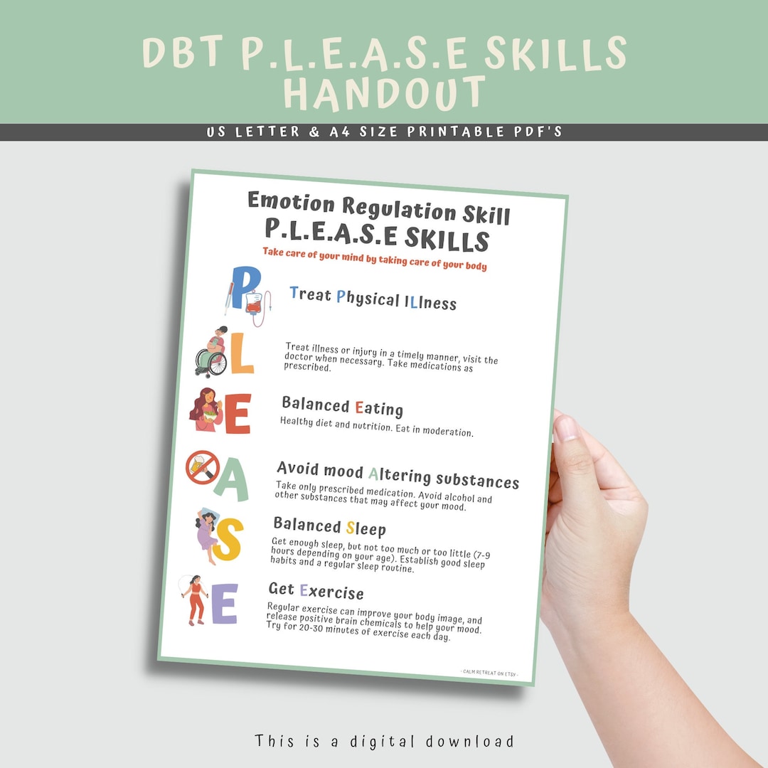 DBT PLEASE Skills Handout, Emotion Regulation Skills PDF, Dialectical ...