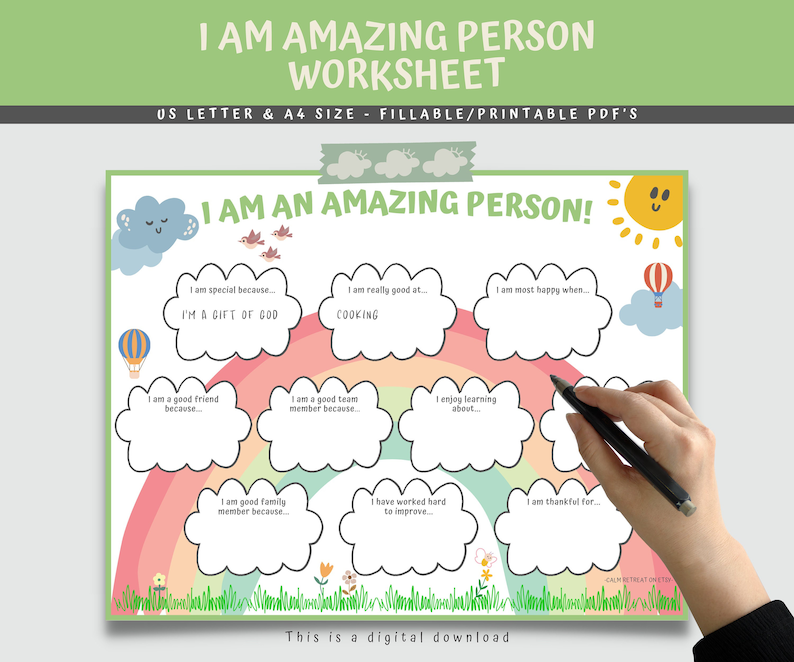 Self-esteem Worksheet, I Am an Amazing Person, Self Confidence Activity ...