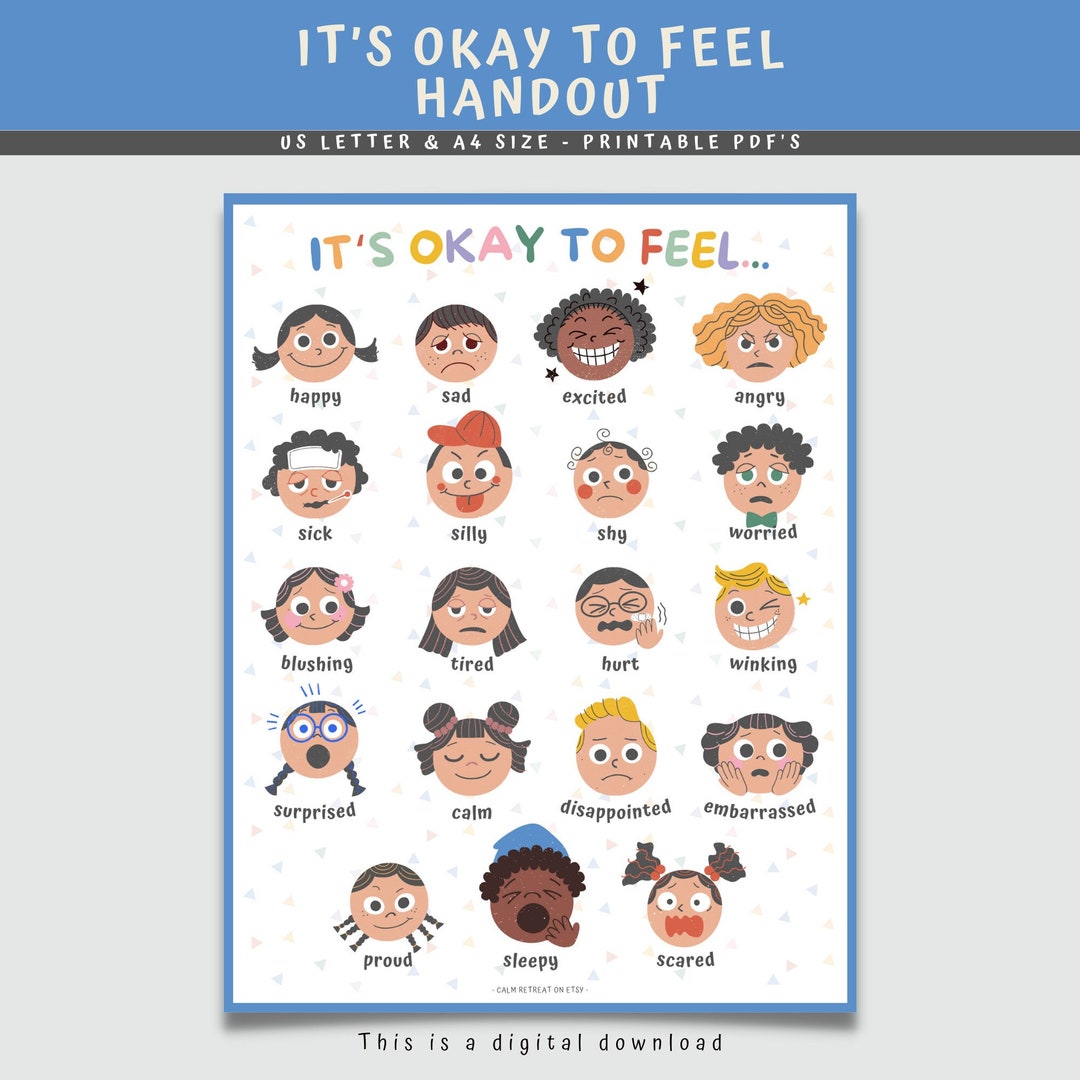 It's Okay to Feel Poster, Feelings Chart, Mental Health, School ...