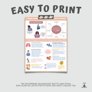 Stress Management Coping Skills Handout: Mental Health Printable (PDF ...