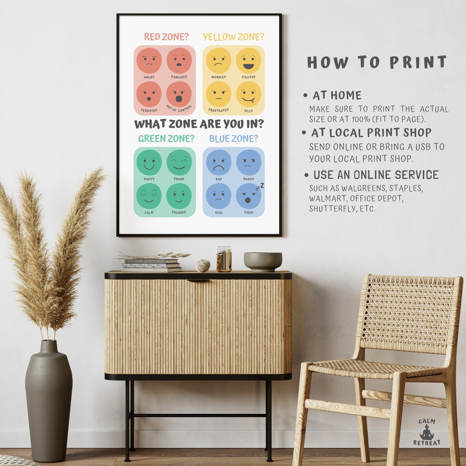 Zones of Regulation Poster, Feelings Poster, Calm Down Corner, Social ...