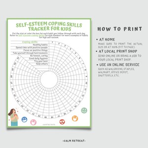 Self-esteem Coping Skills Tracker for Kids Fillable Worksheet Mental ...