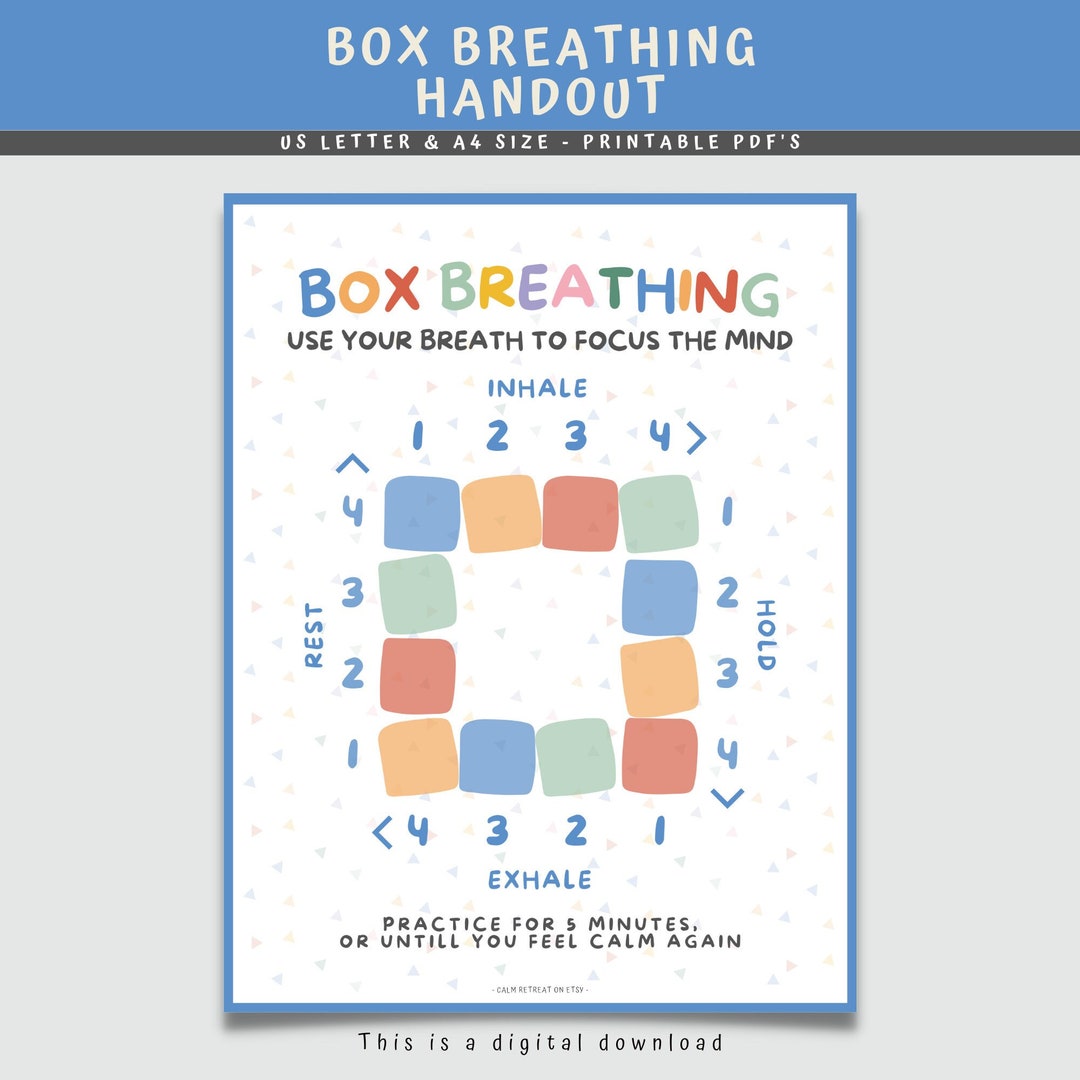 Box Breathing Poster, Calming Corner Poster, Breathing Poster ...