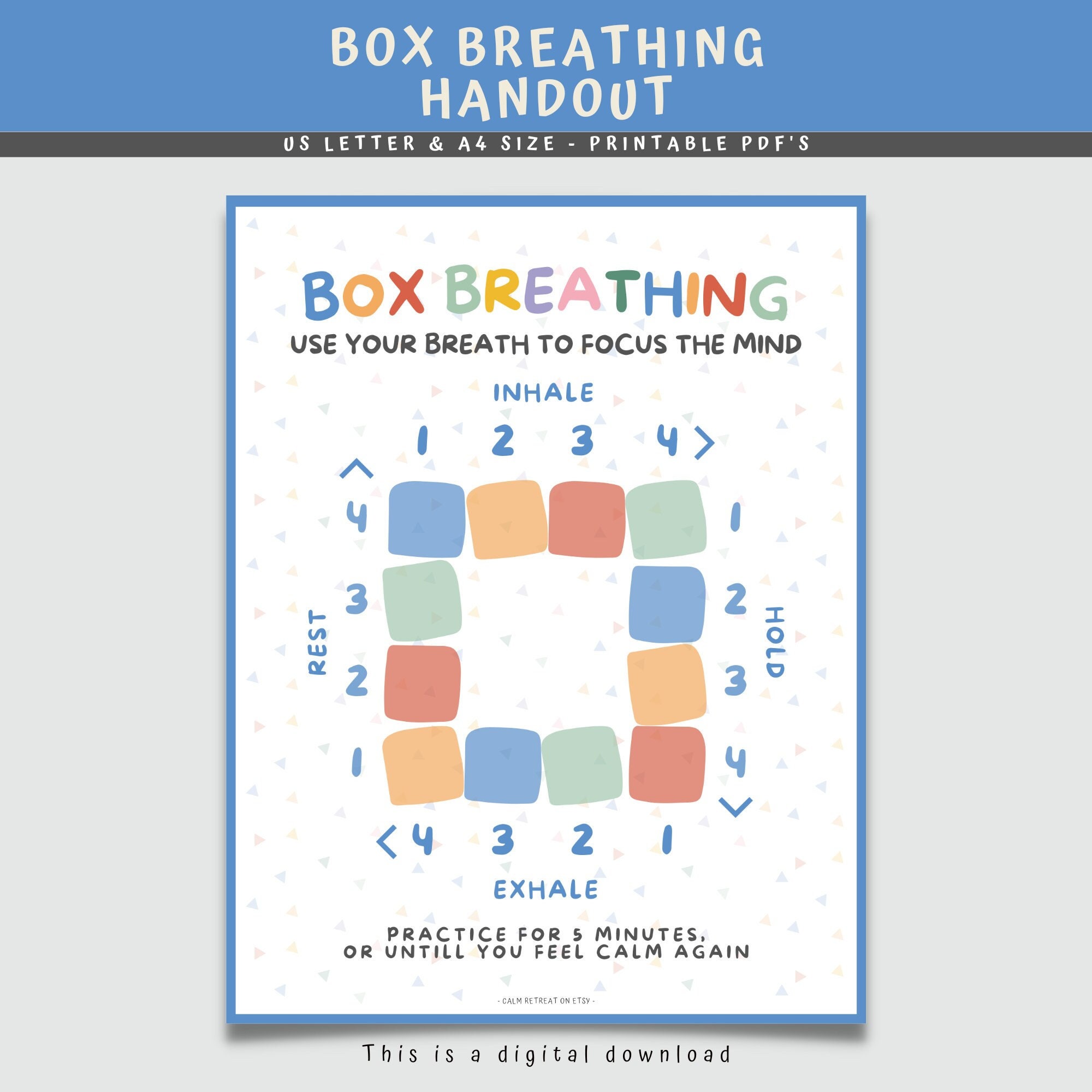 Box Breathing Poster, Calming Corner Poster, Breathing Poster ...