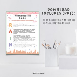 DBT RAIN Skill Handout: Emotion Regulation Therapy Poster (digital ...