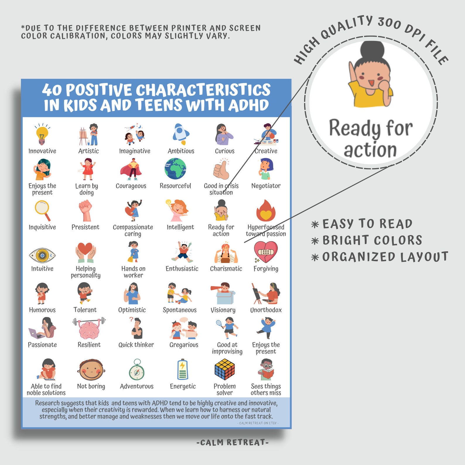 ADHD Positive Traits Poster: Strength-based Therapy for Teens (PDF ...