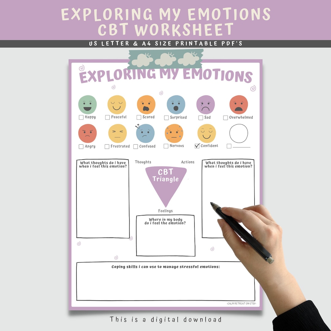 Feelings/emotions Check in CBT Worksheet for Kids & Teens, Exploring My ...