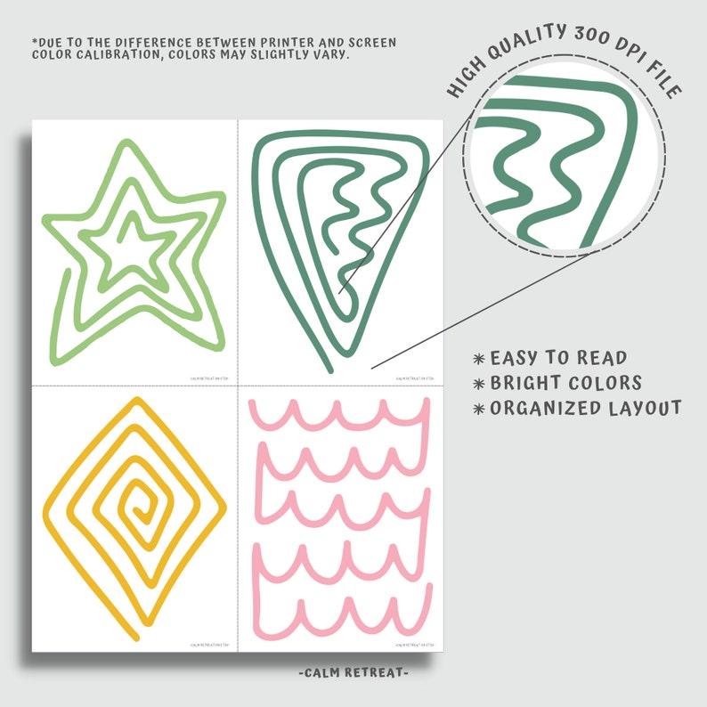 Finger Tracing Calming Cards, Printable Mindfulness Flash Cards, Calm ...