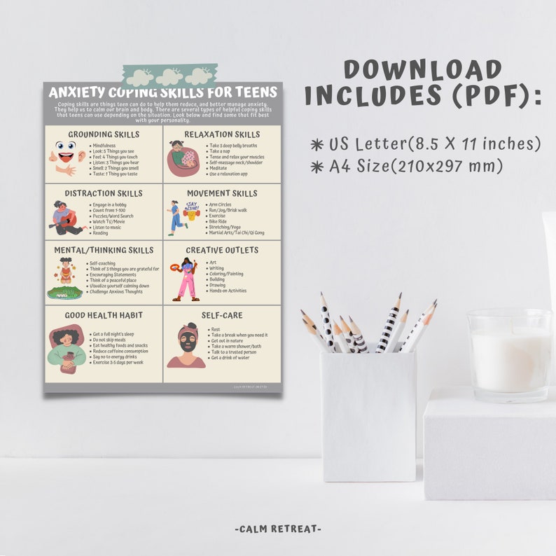 Anxiety Coping Skills for Teens Handout, Therapy School, Therapist ...