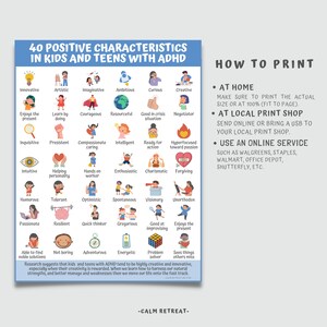 5 ADHD Printable Handout Bundle for Kids & Teens, Child Therapy Posters ...