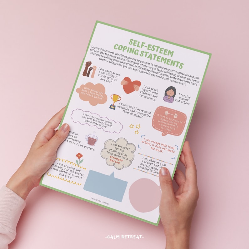 Self-esteem Coping Statements Worksheet: Kids & Teens Mental Health ...