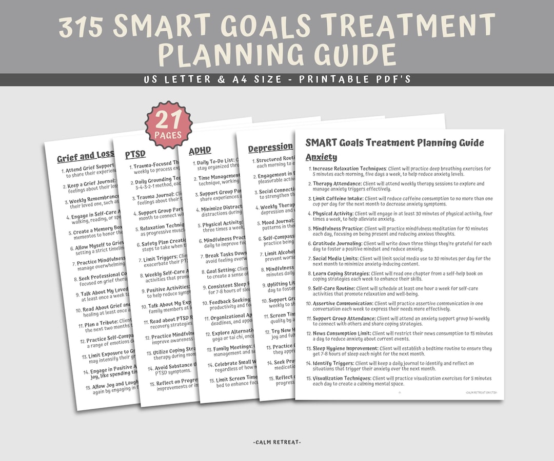 SMART Goals Treatment Planning Guide for Mental Health Counselors ...