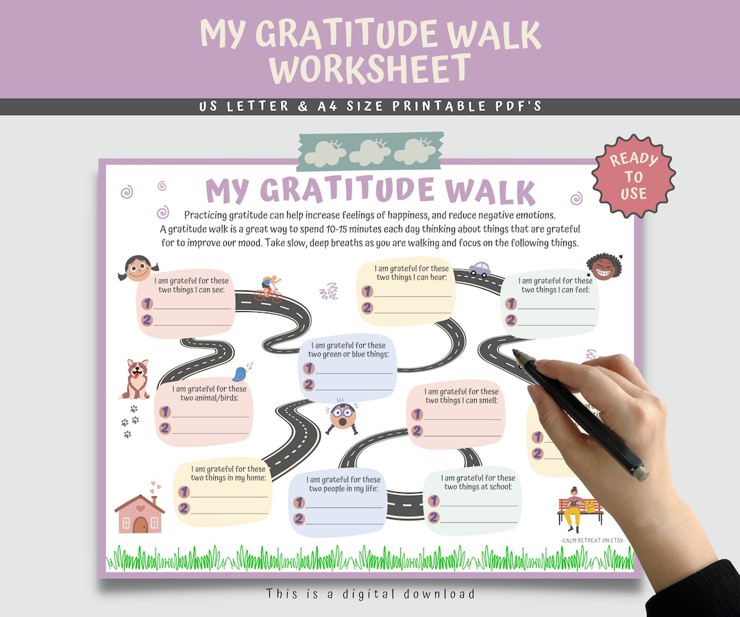 My Gratitude Walk Worksheet, Coping Skills Worksheets for Kids, Social ...