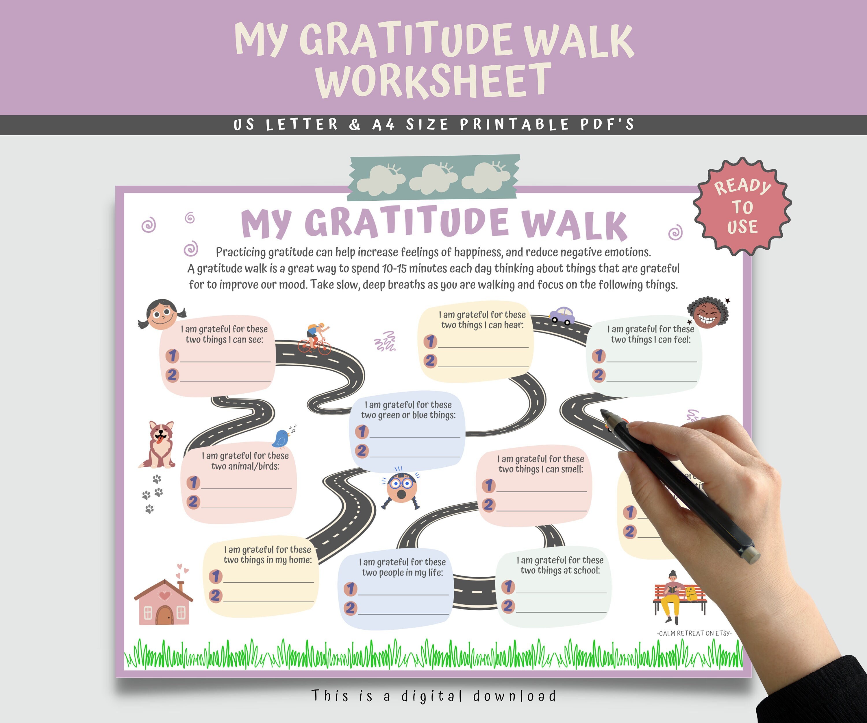 My Gratitude Walk Worksheet, Coping Skills Worksheets for Kids, Social ...