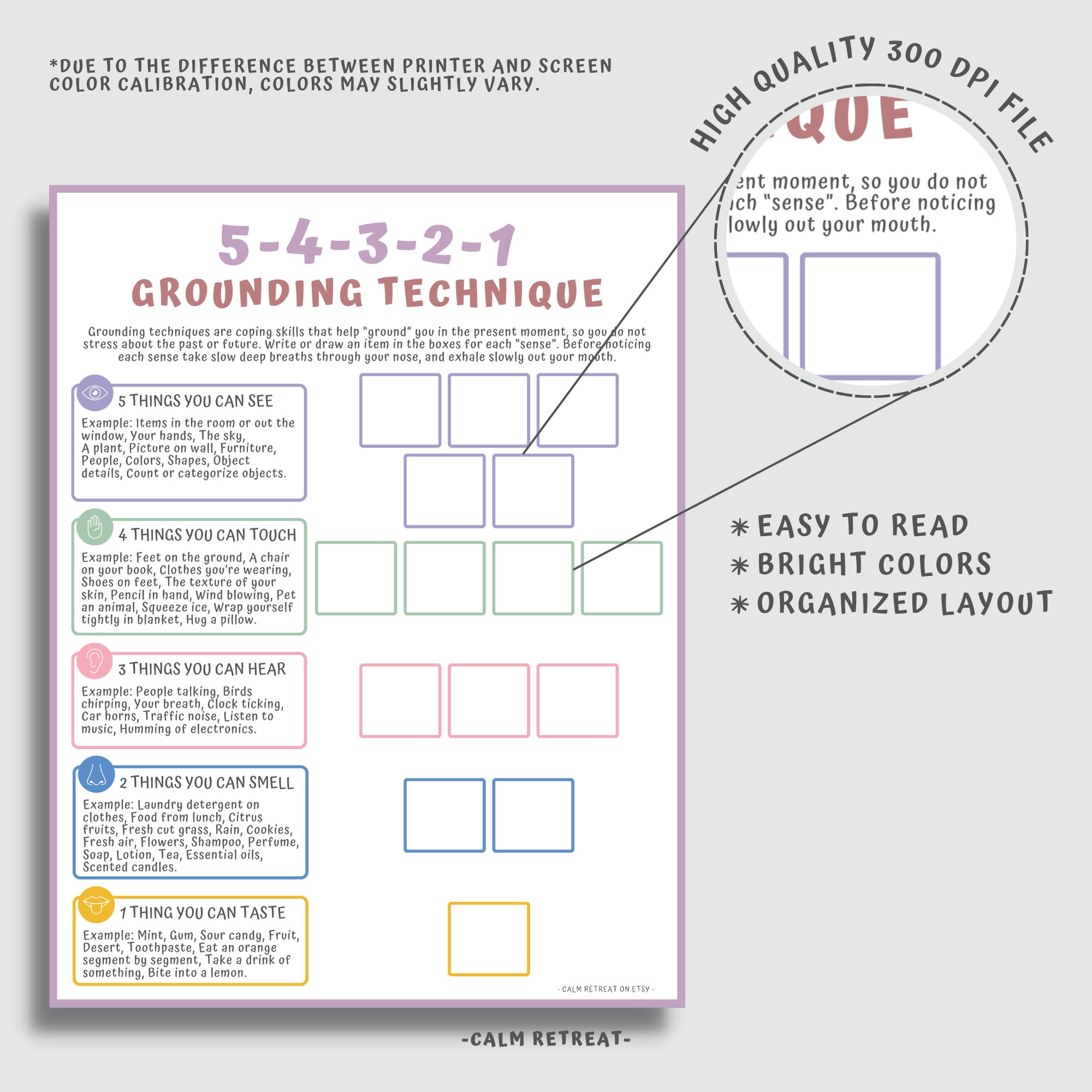 Grounding Techniques Worksheet, Coping Skills Worksheets for Kids ...