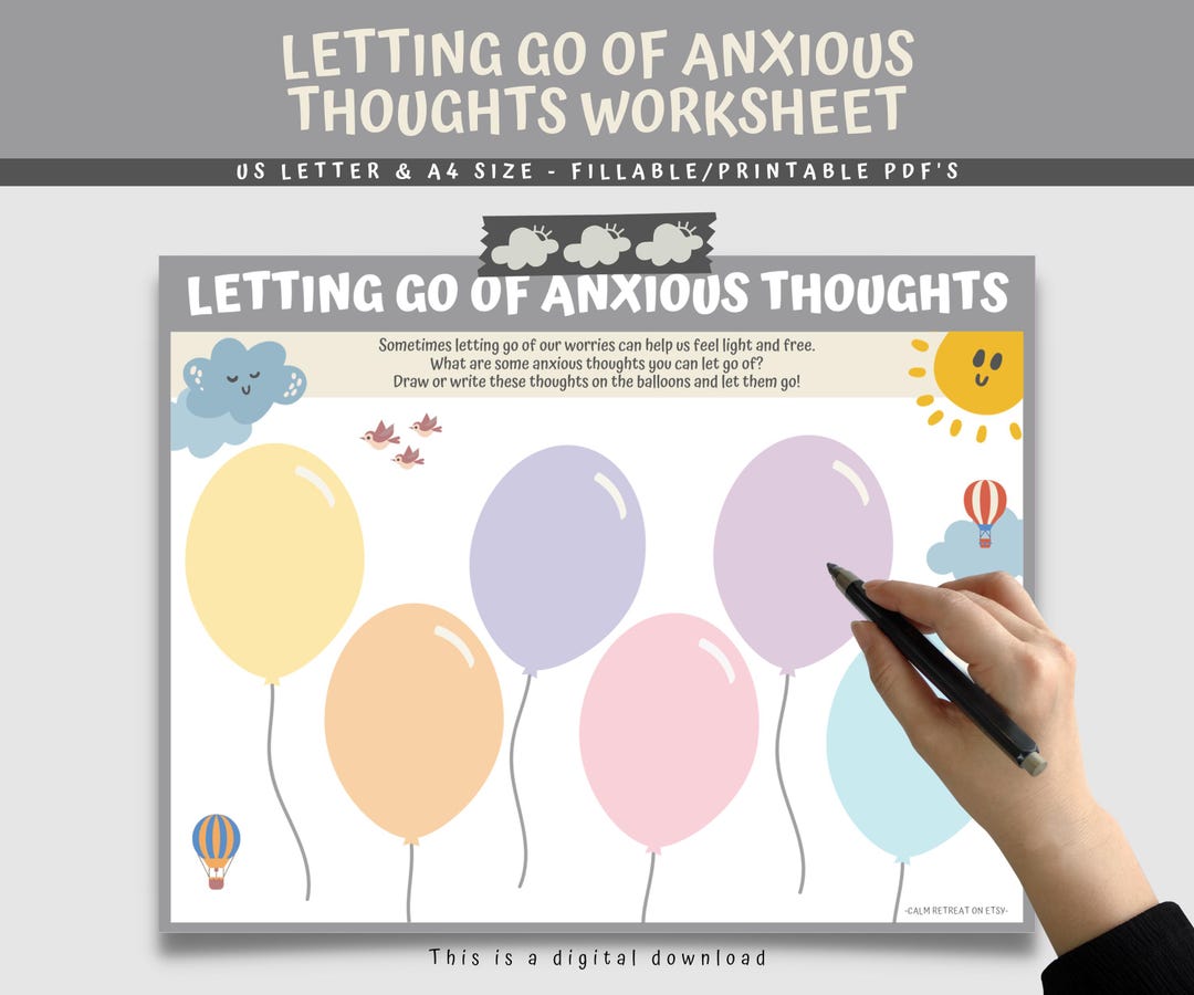 Anxiety Worksheet: Letting Go of Anxious Thoughts (digital Download) - Etsy