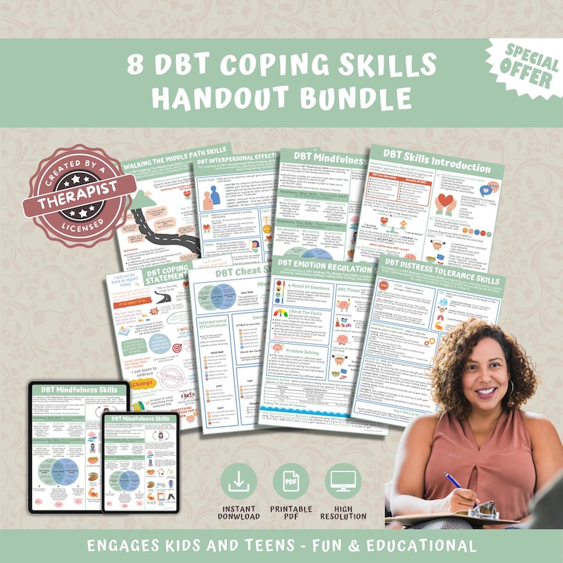 DBT Coping Skills Handouts Bundle: Mental Health, Anxiety Relief ...