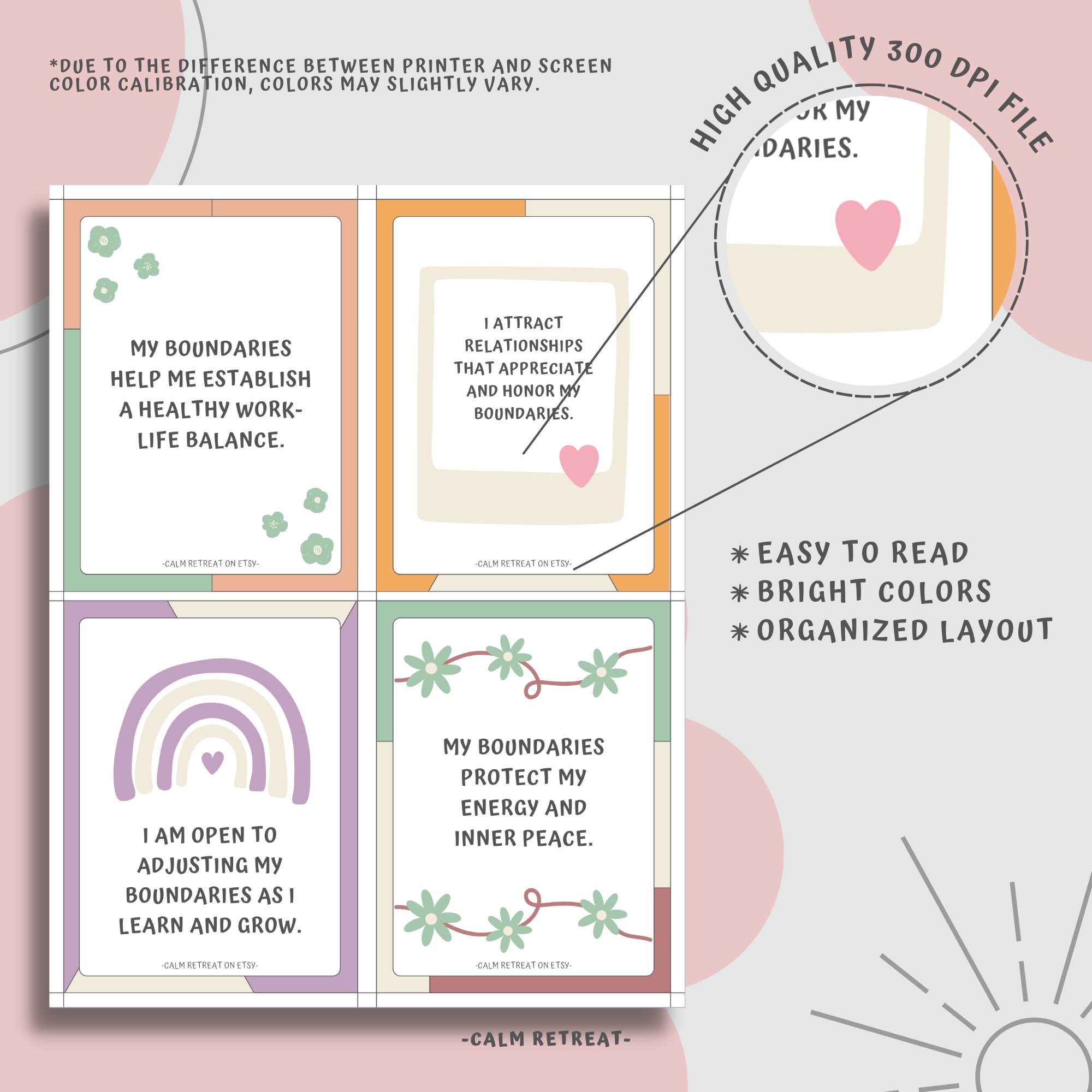 Personal Boundaries 48 Flash Cards, Setting Healthy Boundaries Cards ...