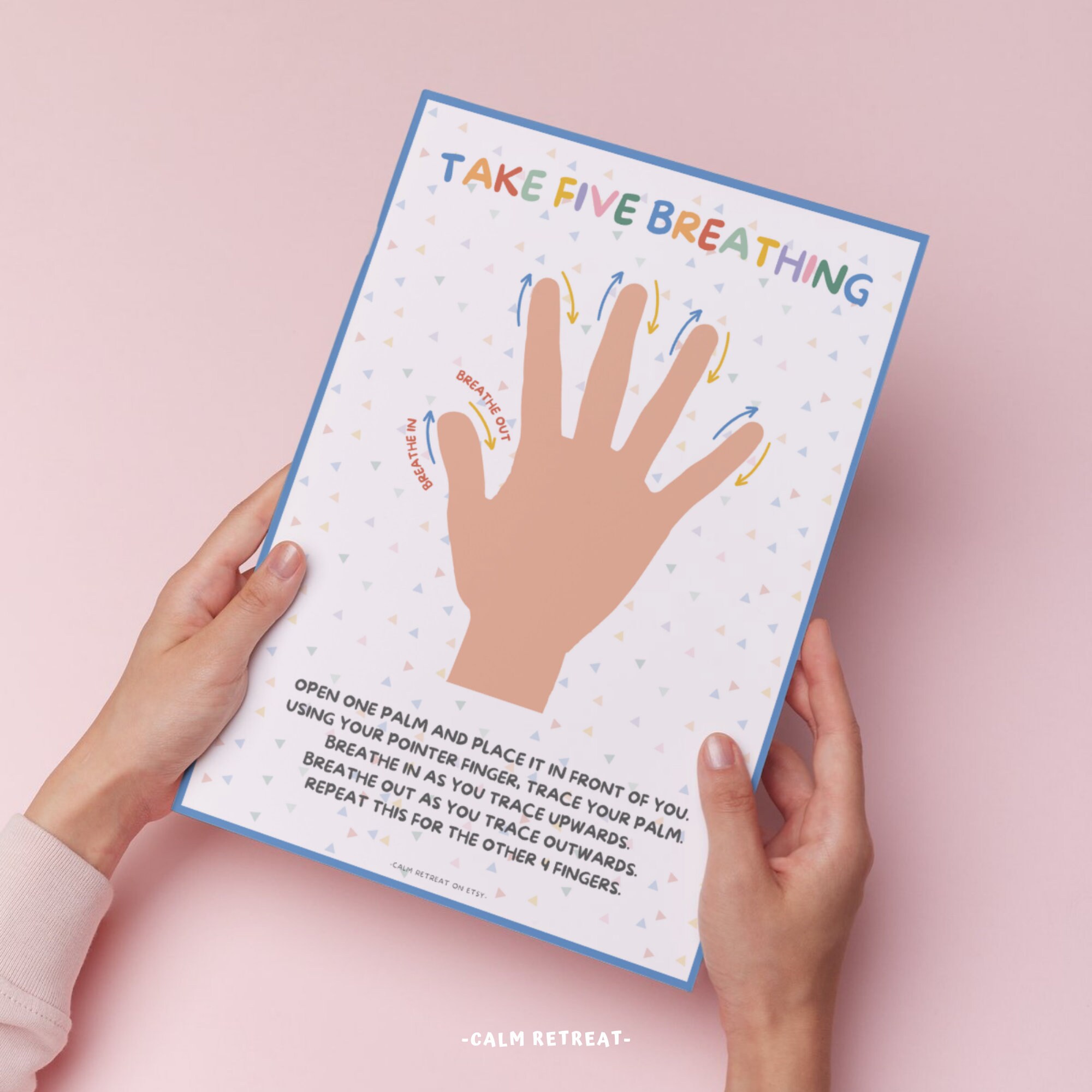 Five Breathing Poster, Calming Corner, Feeling Poster, Therapy Office ...