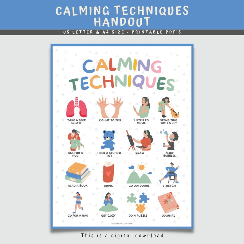 Calming Techniques Poster: Coping Skills for Kids (digital Download) - Etsy