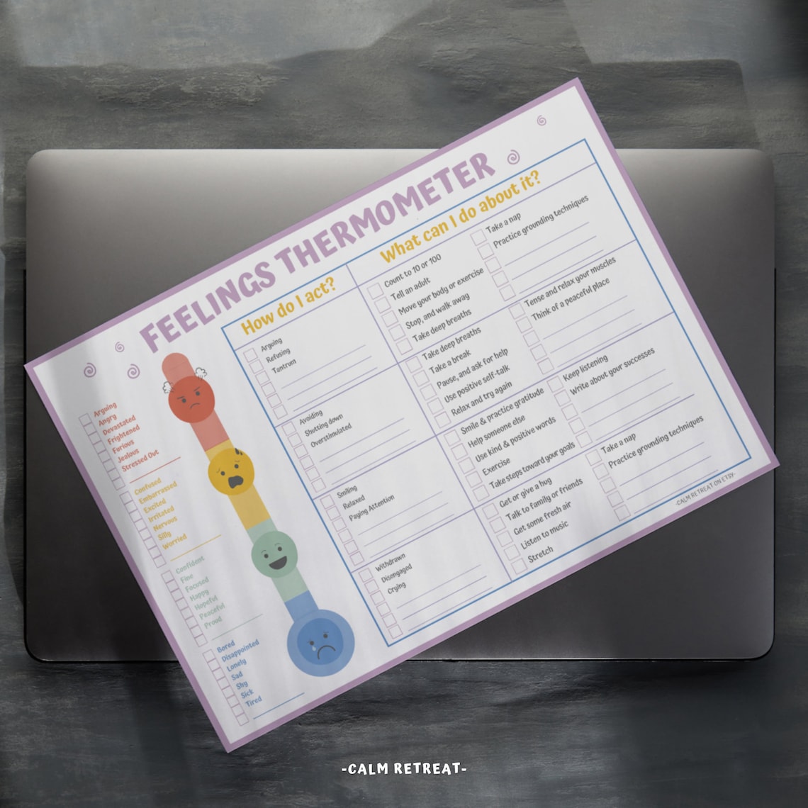 Feelings Thermometer Worksheet, Printable Coping Skills Worksheets for ...