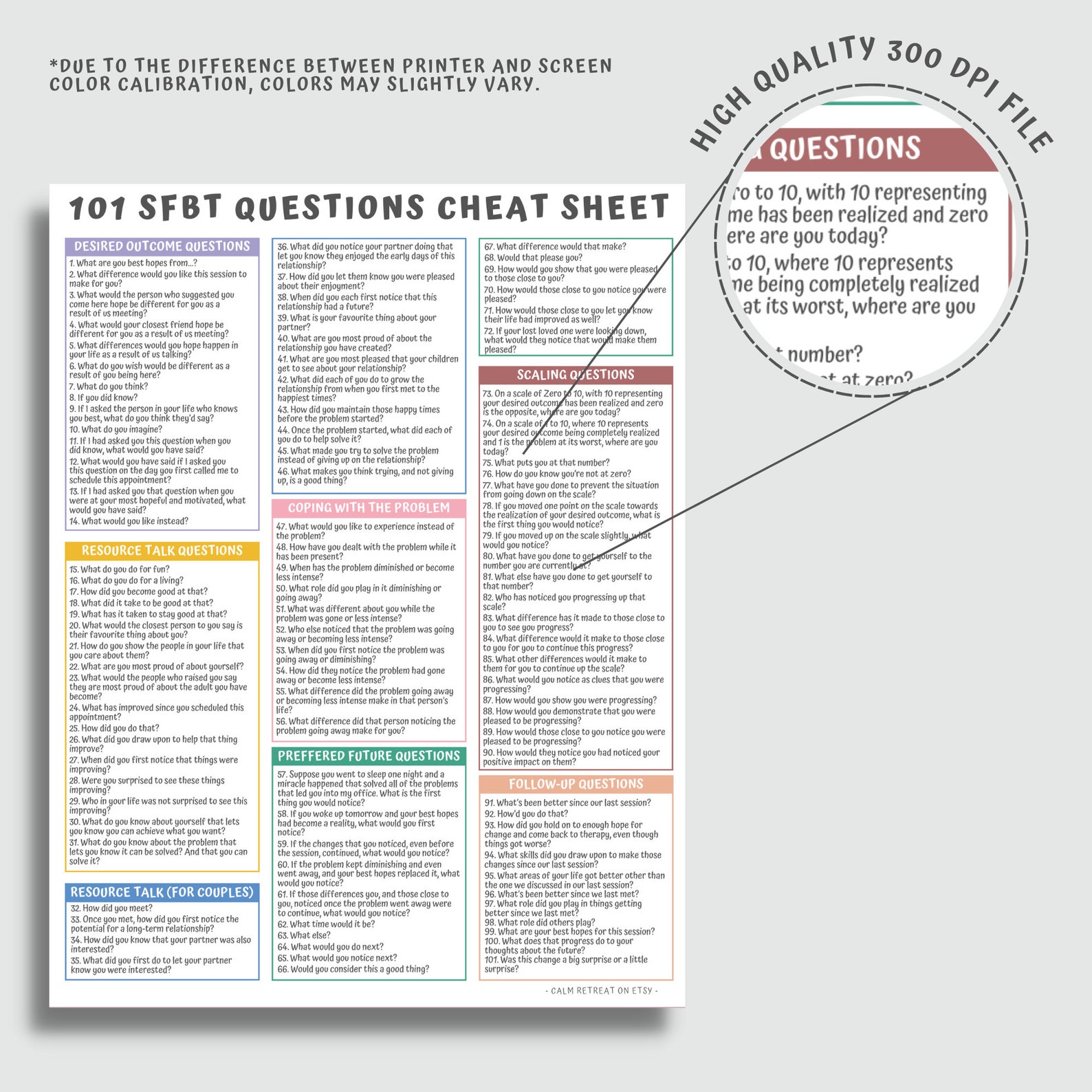 SFBT Therapy Cheat Sheet: Solution Focused Therapy Questions for ...