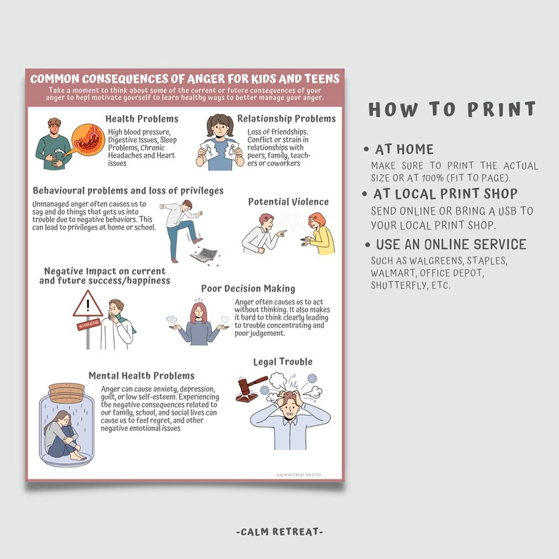 Anger Management Skills Handout: Coping Strategies for Kids & Teens ...