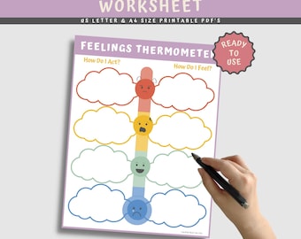 Feelings Thermometer Emotions Chart 7 Page Printable Coping Skills ...