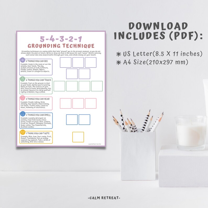 Grounding Techniques Worksheet, Coping Skills Worksheets for Kids ...