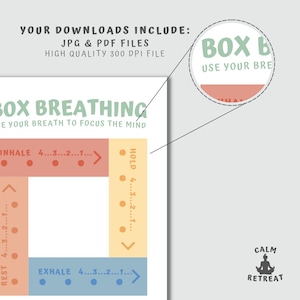 Buy Box Breathing Technique, Breathing Poster, Mental Health, Calming ...
