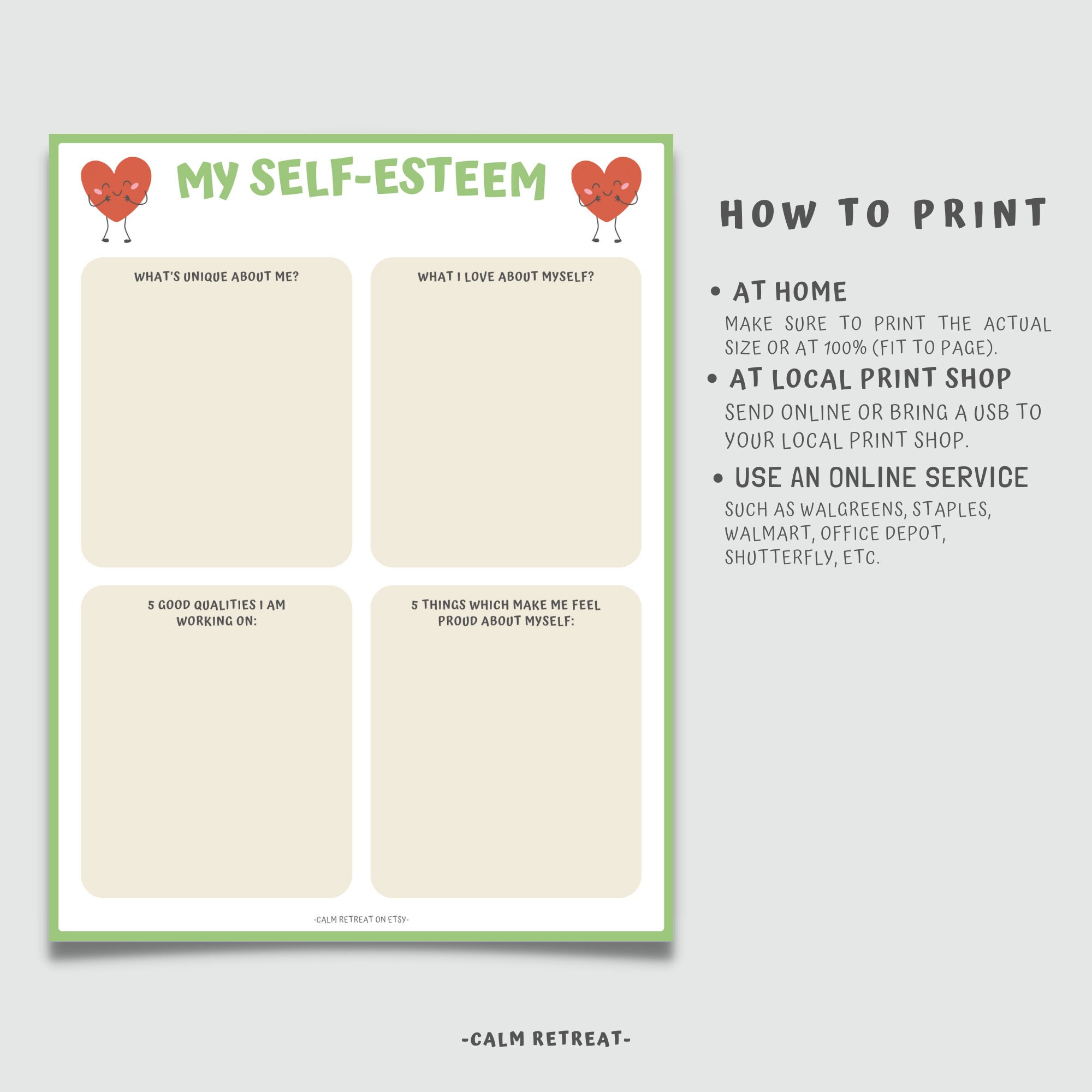 My Self-esteem Fillable Worksheet for Kids Teens, Forgiving Myself ...