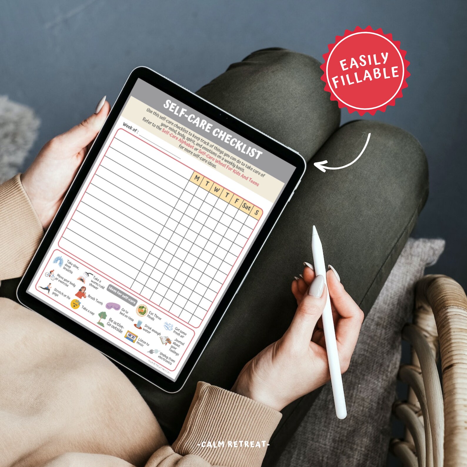 Self-care Checklist Worksheet Kids Teens Young Adults, Mental Health ...