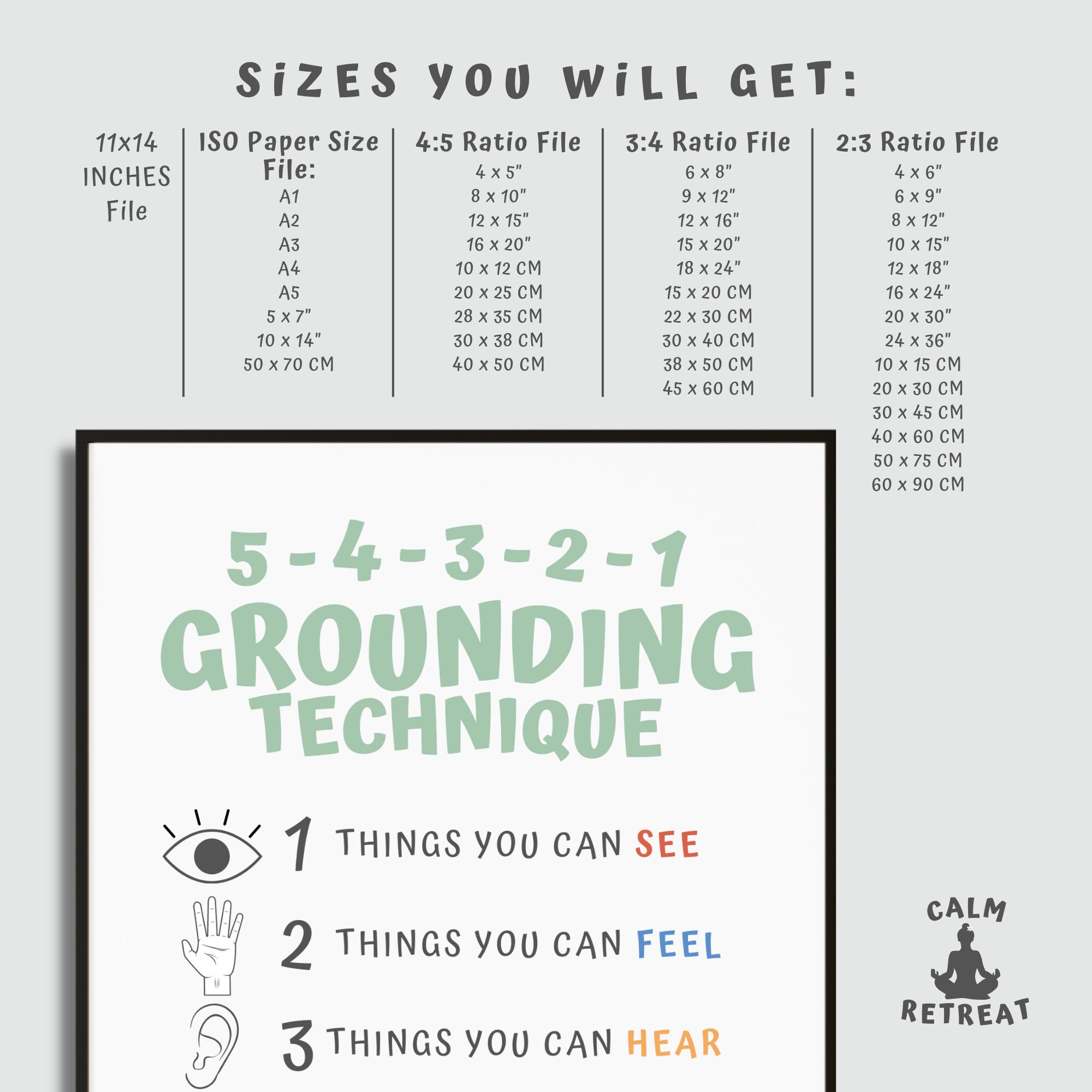 Grounding Technique Poster: Calming Strategies, Mental Health (digital ...