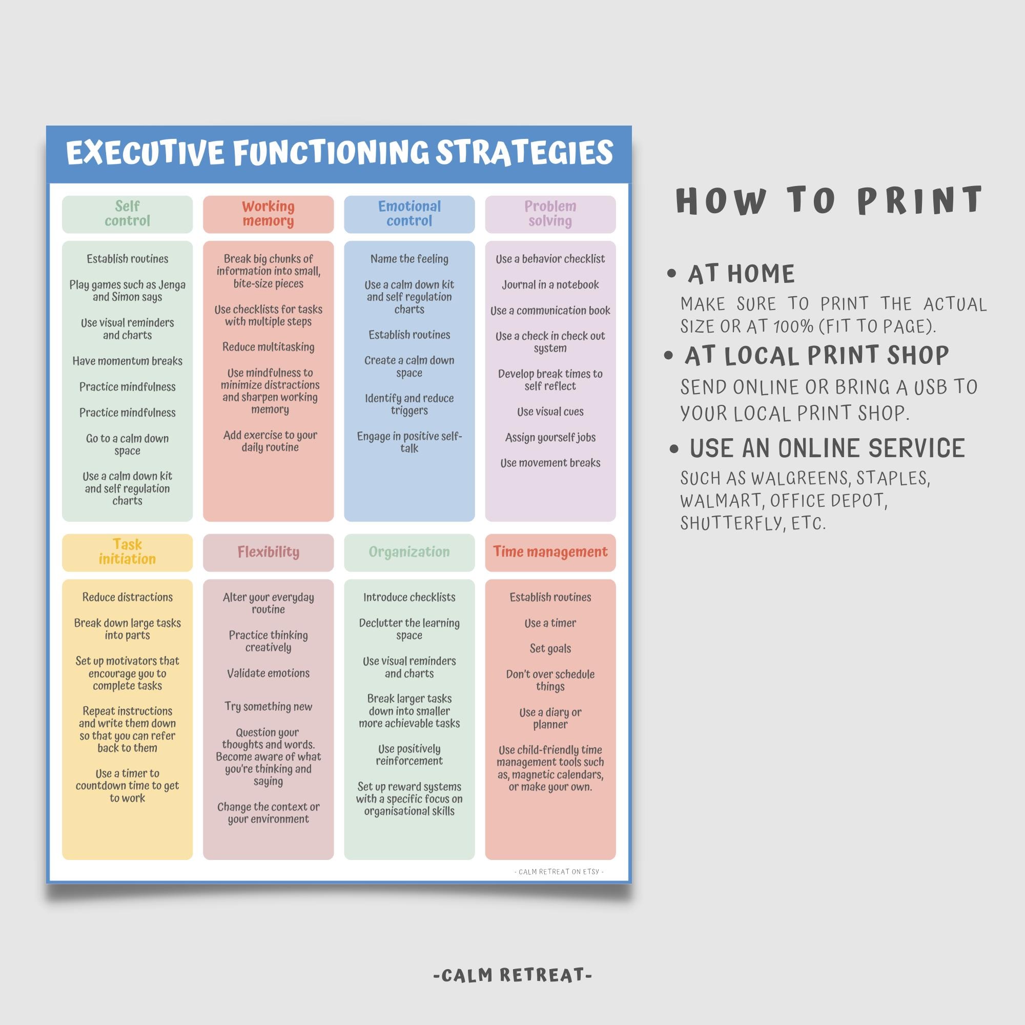 Executive Functioning Strategies, ADHD Worksheets, Autism, Mental ...