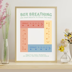 Buy Box Breathing Technique, Breathing Poster, Mental Health, Calming ...
