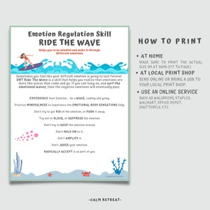 DBT Ride the Wave Handout: Emotion Regulation Skills, Therapy Office ...