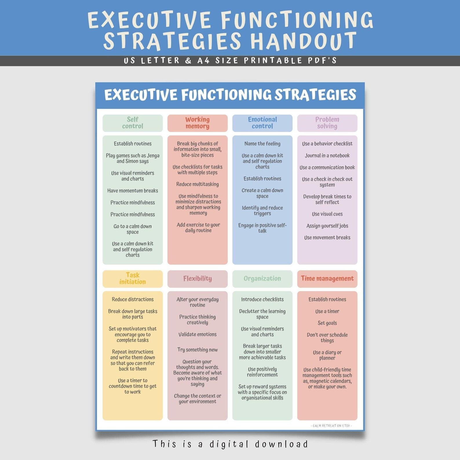 Executive Functioning Strategies, ADHD Worksheets, Autism, Mental ...