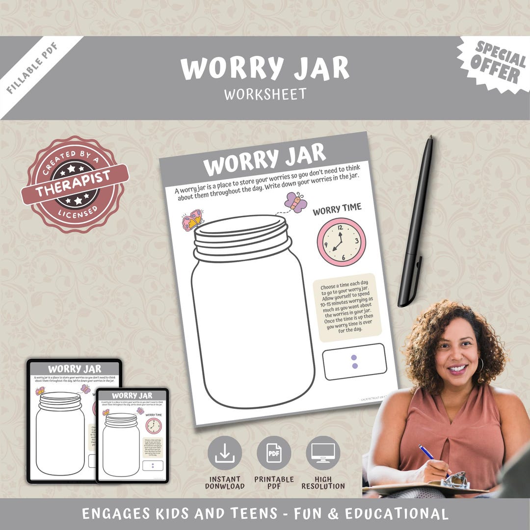 Worry Jar Worksheet for Kids & Teens: Anxiety Activity (digital ...