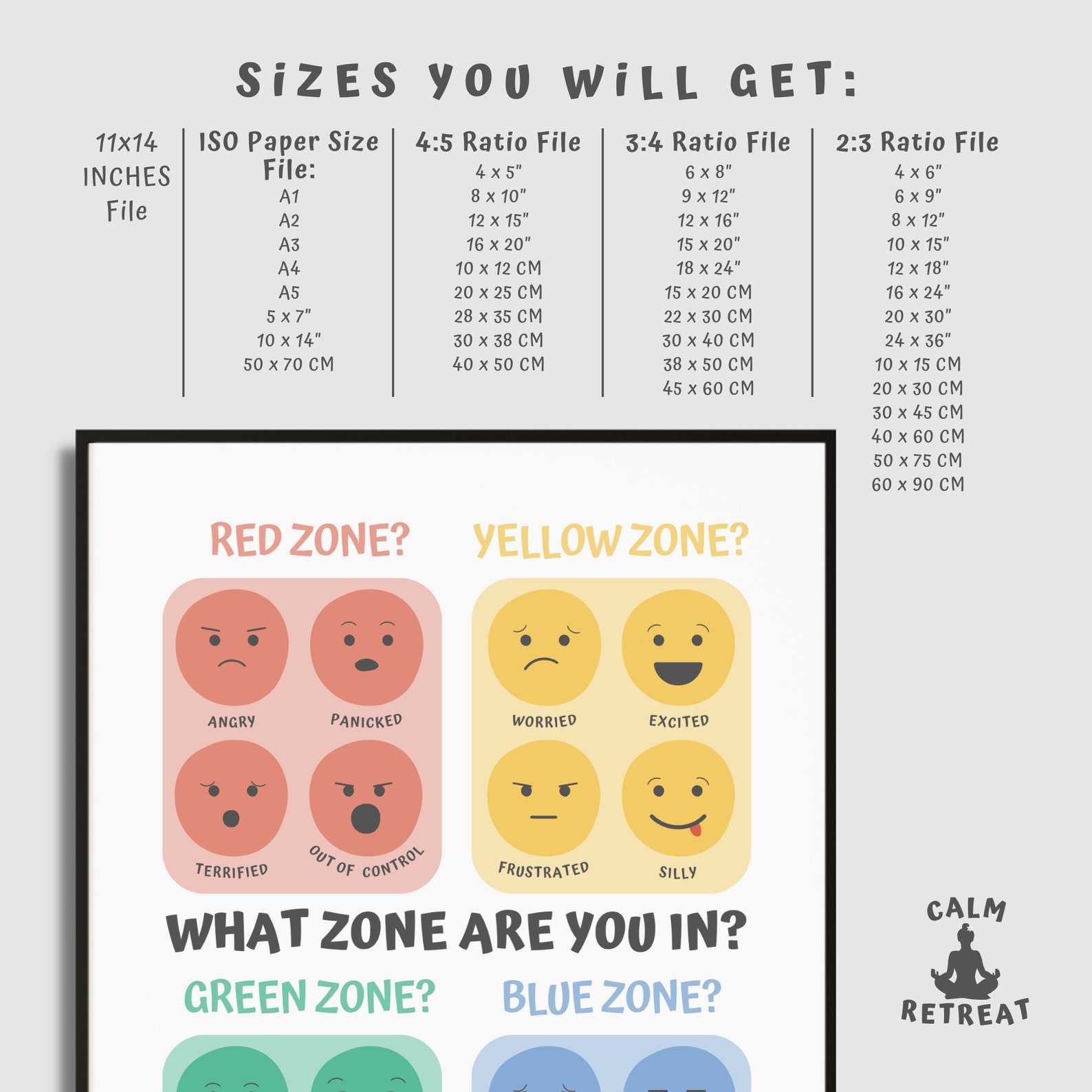 Zones of Regulation Poster, Feelings Poster, Calm Down Corner, Social ...