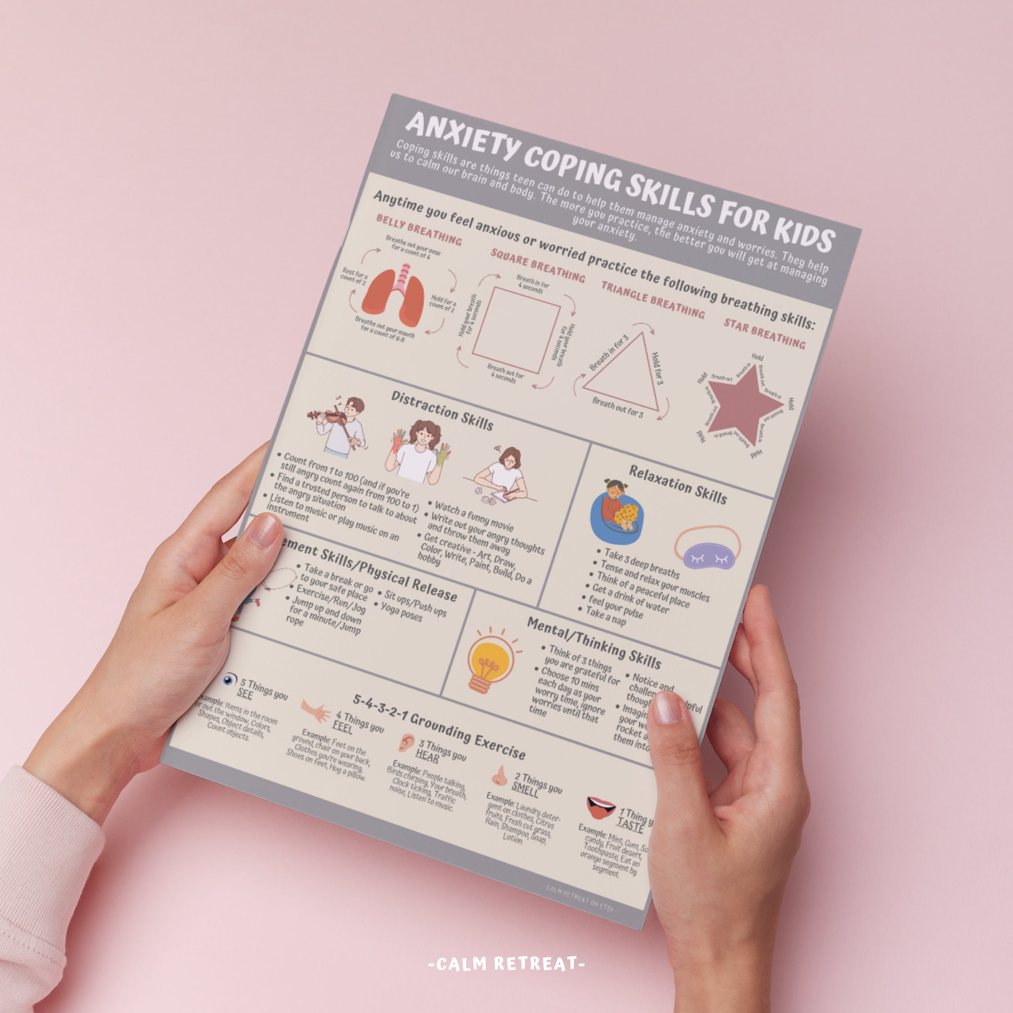 Anxiety Coping Skills Handout for Kids, Anxiety Awareness, Mental ...