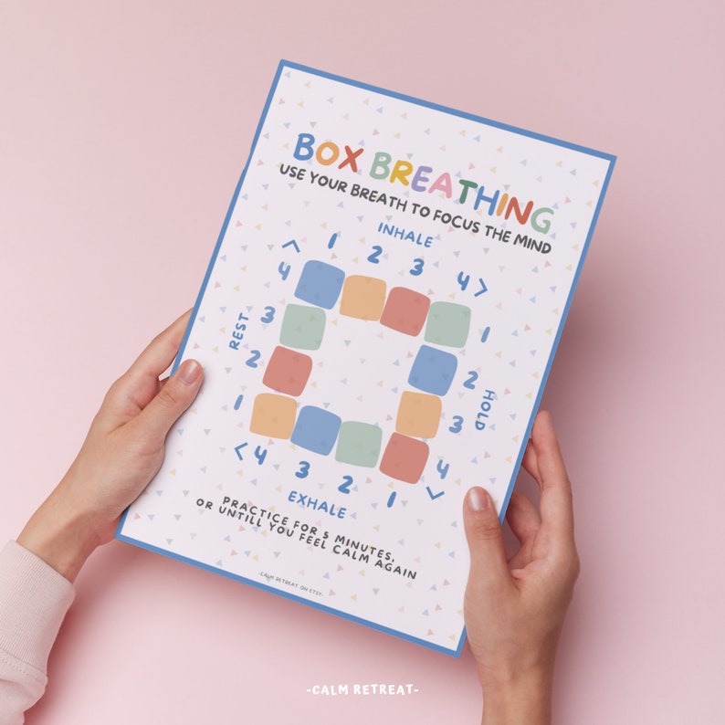 Box Breathing Poster, Calming Corner Poster, Breathing Poster ...