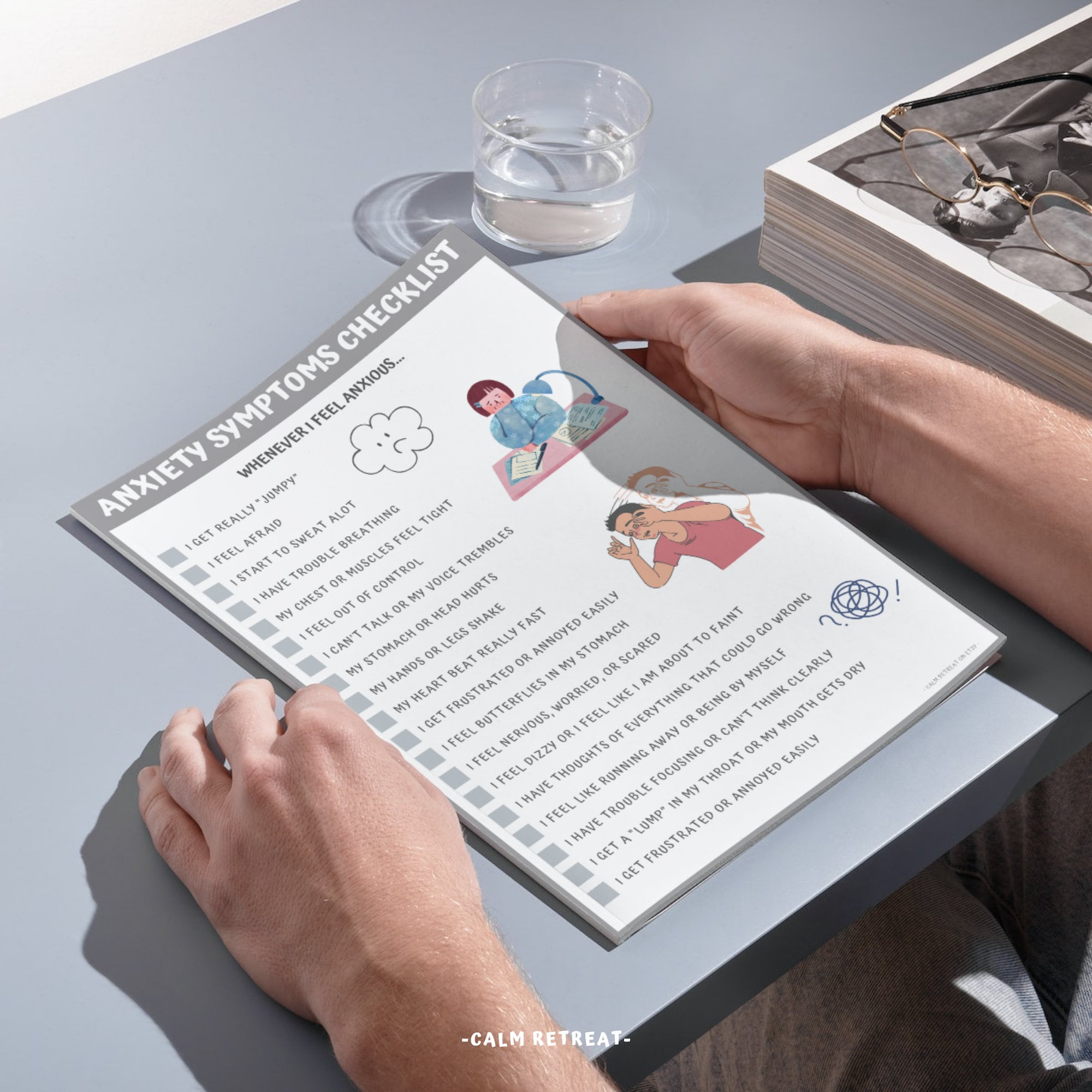 Anxiety Symptoms Checklist Worksheet for Kids & Teens, Worry Anxiety ...