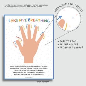 Take Five Breathing Poster: Calming Corner Decor (digital Download) - Etsy