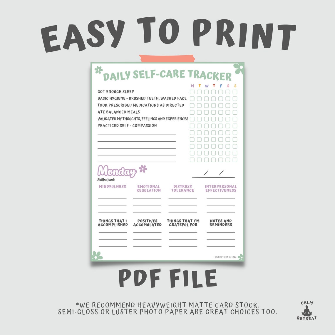 DBT Planner, DBT Skills Tracker, Mental Health Journal, Self Care ...